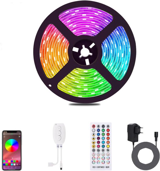 RGB LED Strip 5050 5M - Smart Phone Controlled Light Slangen 12V voor ...