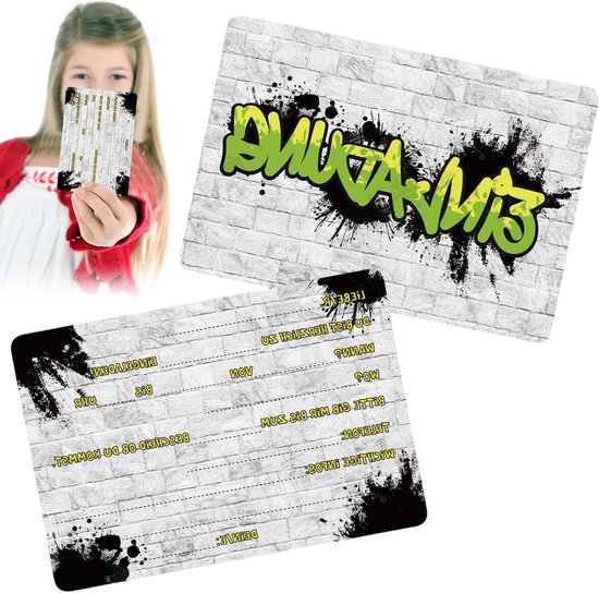 Uitnodigingskaarten Graffiti 15 stuks voor kinderverjaardag - 15-delige ...
