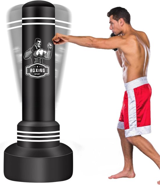 Boksbal Staand Zwart - Boxbal volwassenen - Opblaasbare bokszak - 160 ...