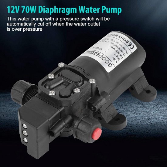Zelfaanzuigende DC12V Waterpomp 70W - 6L / Min 0.9MPA 131PSI - Voor ...