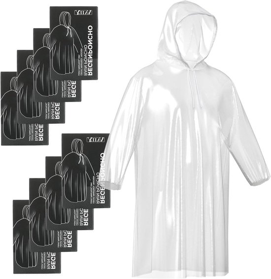 Disposable Rain Poncho Rain Cover Transparent - Rain Cape with Hood ...