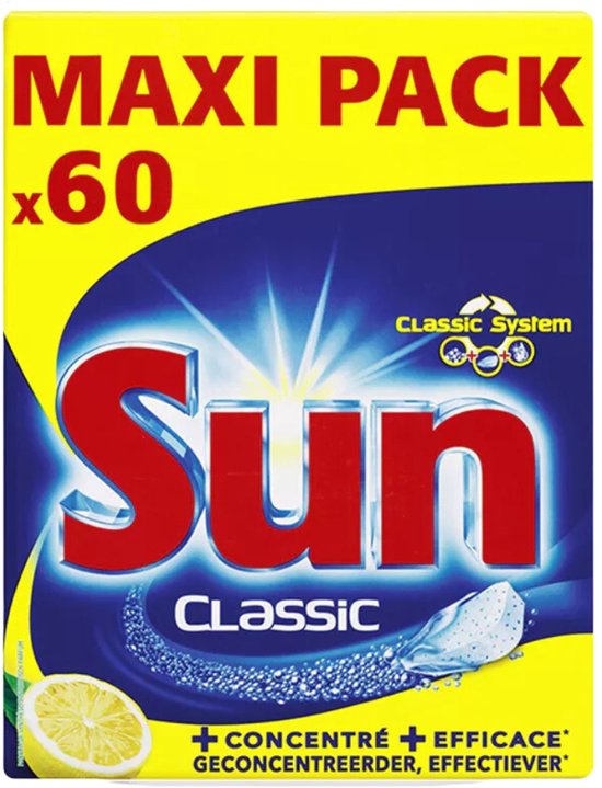 Sun Classic - Vaatwastabletten - Maxi Pack - Citroen - 60 Tabletten ...