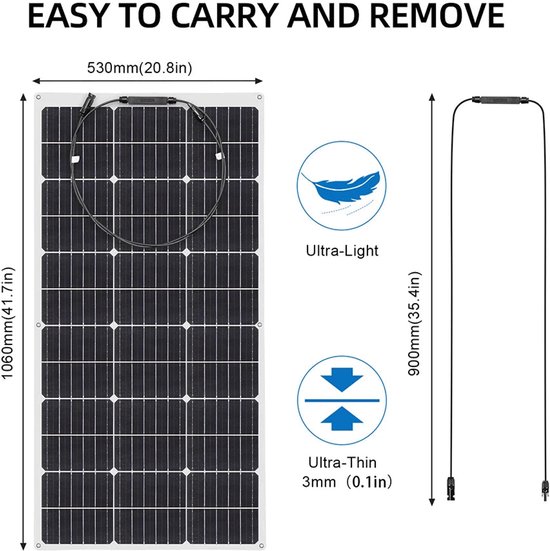 Zonnepaneel - Zonnepanelen - Monokristallijn - Voor Caravan - Camper ...