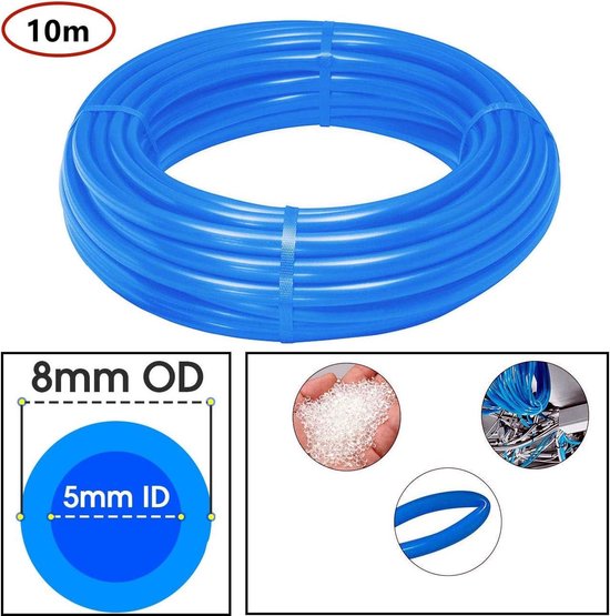 PU-slang 10 meter polyurethaanslang flexibele persluchtslang 8 mm / 5 ...