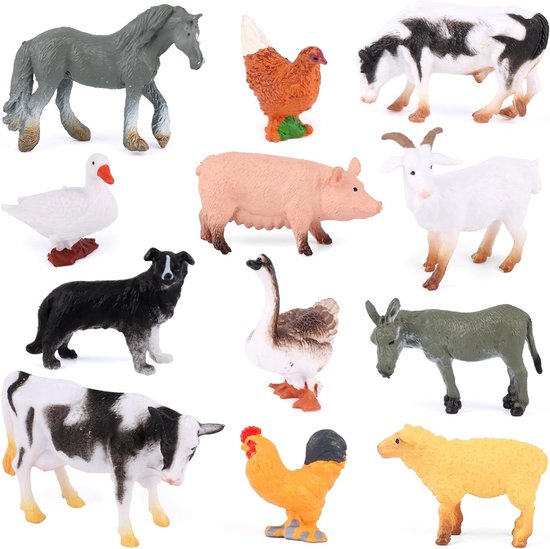 12 Pieces Mini Farm Animal Figures for Kids - Farmhouse Barn Animals ...