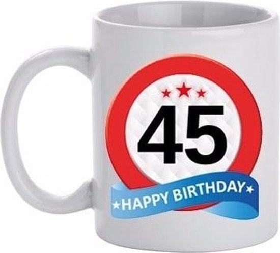 Verjaardag 45 jaar verkeersbord mok / beker | bol