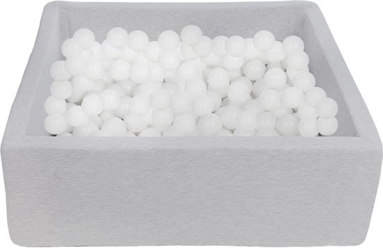 Ballenbak vierkant - grijs - 90x90x30 cm - met 300 witte ballen | bol