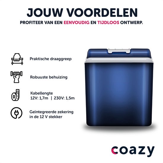 Coazy | Elektrische Koelbox 24L | Frigobox Auto Elektrisch 12v 230 volt | Koelboxen... | bol.com
