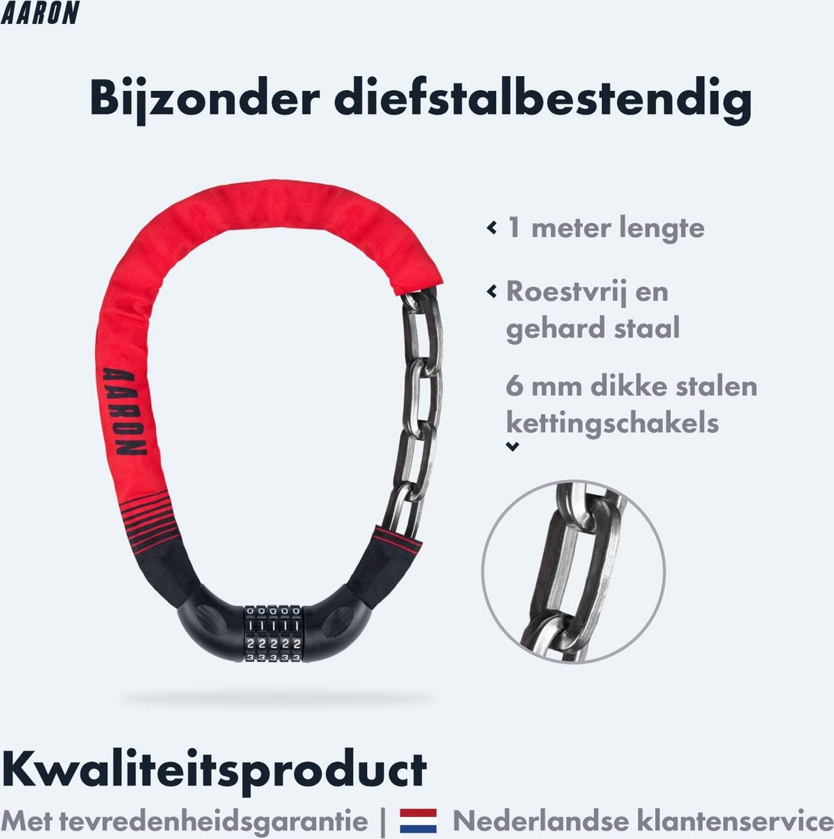 Lock One - Fietsslot - 5-cijferige code - kettingslot van staal met ...