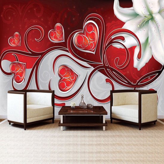 Fotobehang - Vlies Behang - Hartjes en Lelie - Kunst - 416 x 254 cm | bol