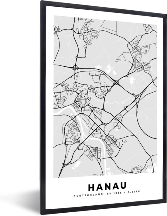 Fotolijst incl. Poster - Hanau - Kaart - Stadskaart - Duitsland ...