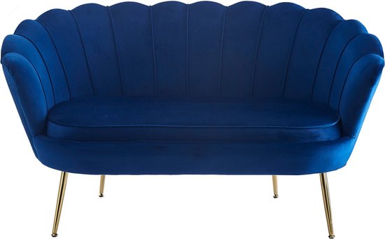 Bank Chanelle Donkerblauw - Fluweel - Breedte 136 cm - Zithoogte 44 cm ...