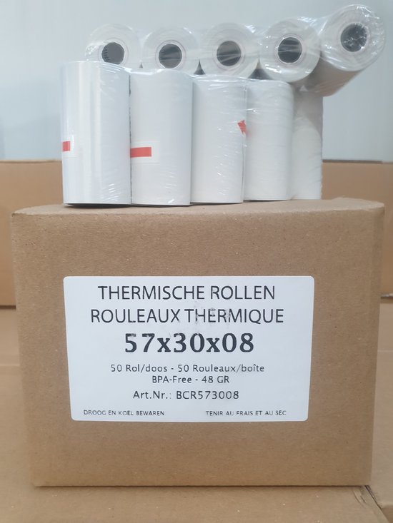 Bancontact rollen - Pinrollen 57x30x8 - 11 meter - 50 rollen per doos | bol