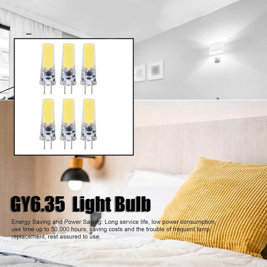 6 Stuks 5W GY6.35 Lamp 500lm 360 ° Stralingshoek COB Siliconen ...