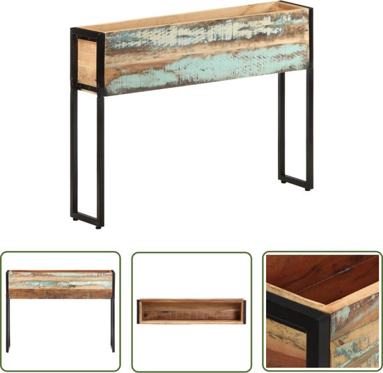 The Living Store Houten Plantenbak - 90 x 20 x 68 cm - Massief gerecycled hout met... | bol