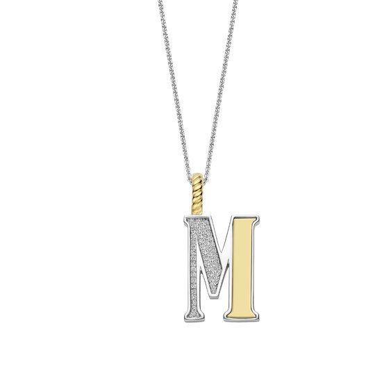 TI SENTO Dames Hanger - 925 zilver - Letter M - Zirkonia met geel ...