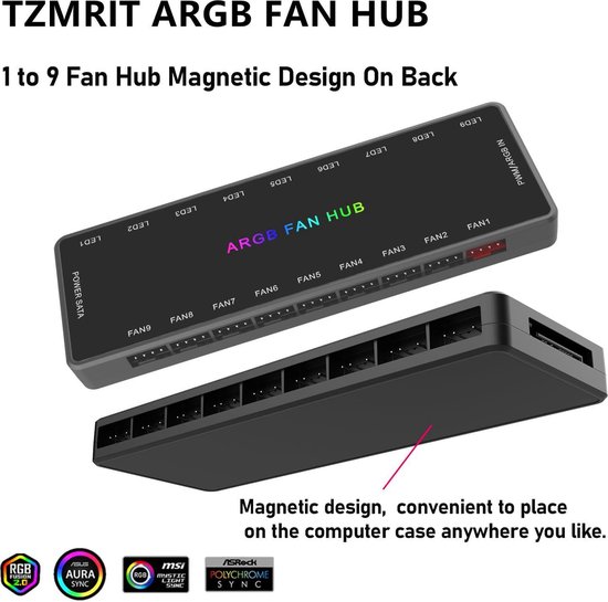PWM ARGB Fan Hub | 5V 3Pin & 12V 4Pin | RGB Case Fan Hub - SATA Power ...