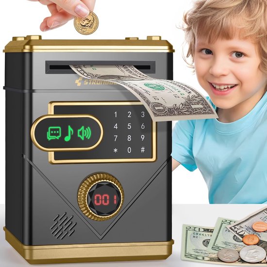 Elektronische spaarpot voor kinderen met touchscreen en wachtwoordvergrendeling | bol