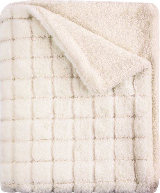 Mistral Home - PLAID - fake rabbit - 130 x 170 cm - textuur - Écru | bol