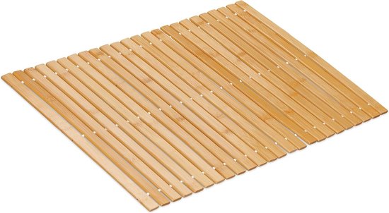 Badmat Bamboe - Antislip Douchemat - 1 stuks - Natuur/Wit - Hout - 60 x ...