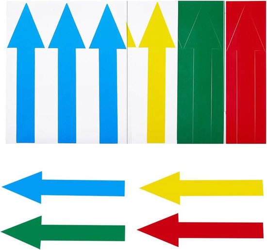 60 stuks 4 kleuren pijl vloerstickers - verwijderbare lijm ...