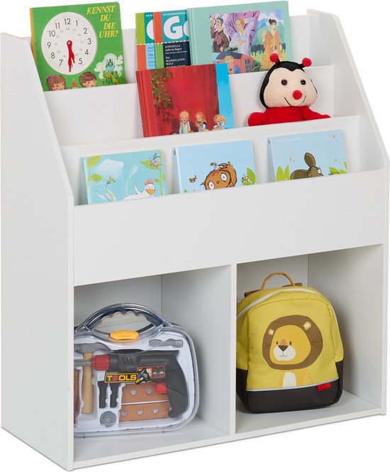 boekenrek kinderkamer - 5 vakken - 79 x 72 x 30 cm - tot 16 kg - wit | bol