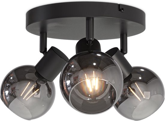 HOFTRONIC - Glazura LED Plafondlamp rond - Glazen Bollen - Smoke Glas ...