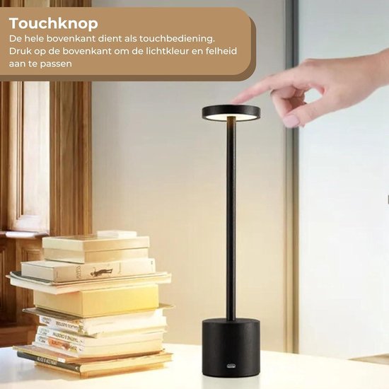 Cordless Dimmable LED Table Lamp - Touch Control, Rechargeable Battery ...