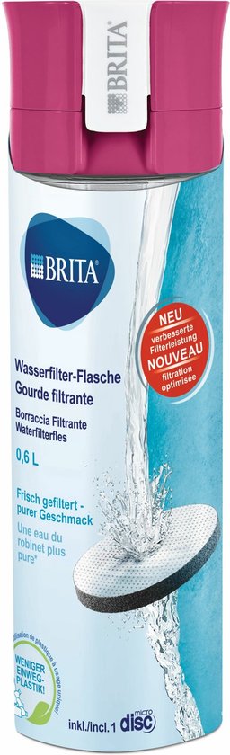 BRITA - Waterfilterfles - VITAL - 0,6L - Roze + MicroDisc 3 Pack Waterfilterpatroon -... | bol.com