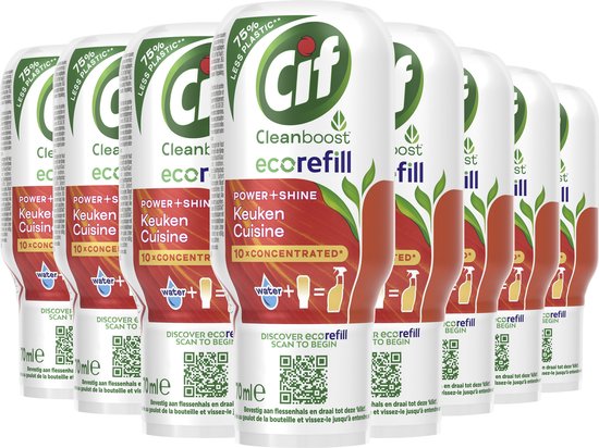 Cif CleanBoost Power & Shine Keuken Ecorefill Capsules - 10 x 70 ml ...