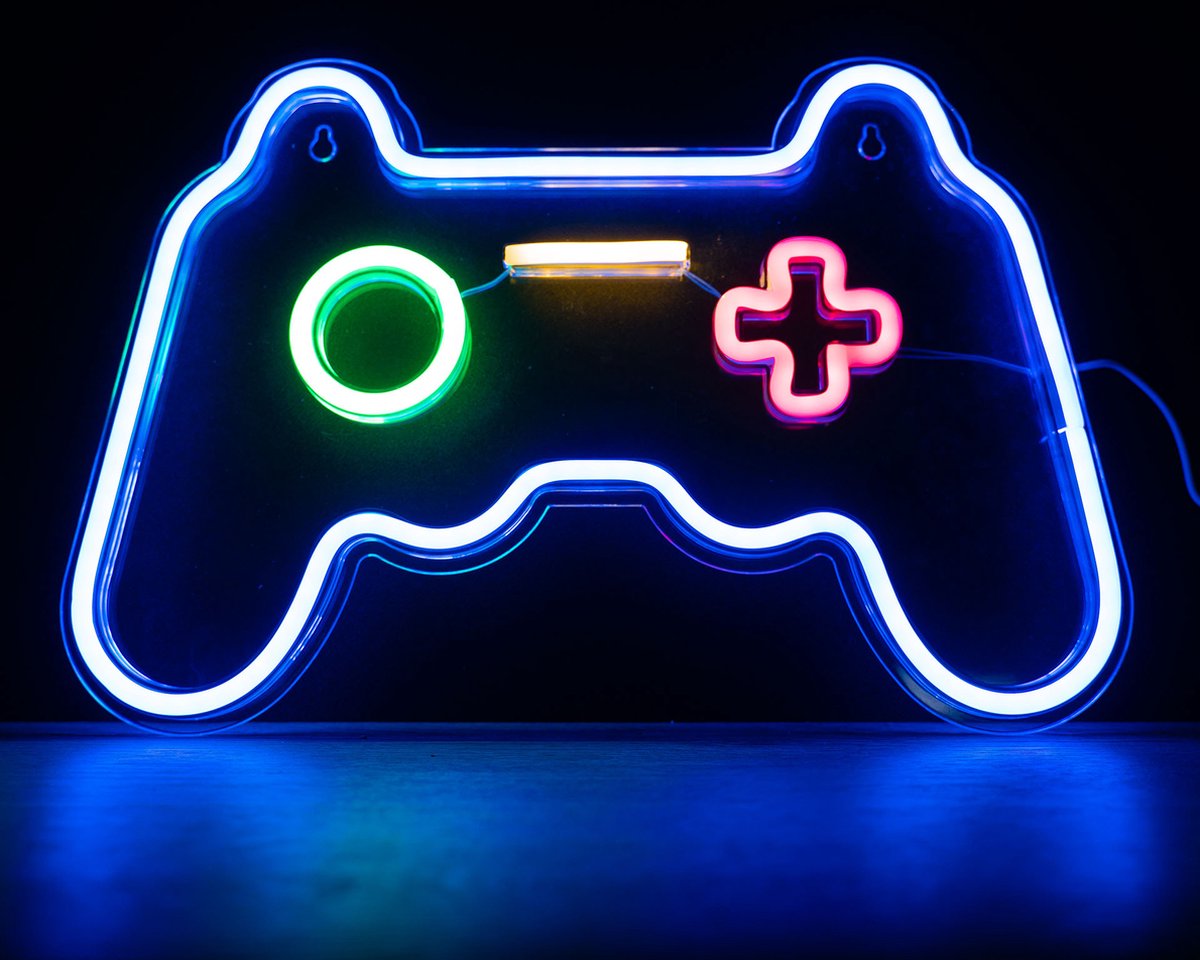 Neon Wandlamp - Inclusief 2 ophanghaakjes - Playstation Controller Neon ...