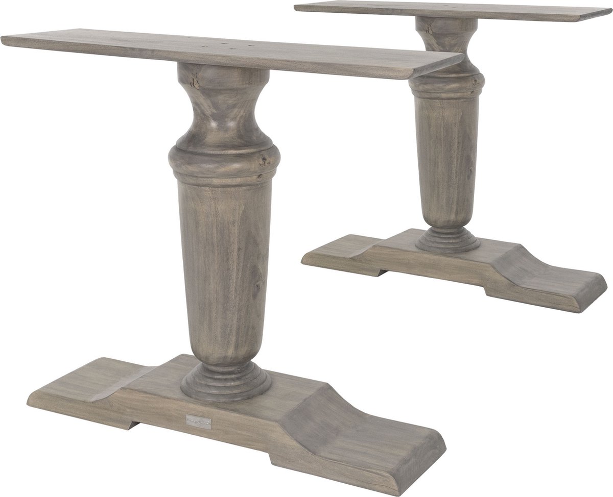 Tafelpoten Set van 2 80x72x21 cm Grijs Massief Hout WOMO Design | bol.com