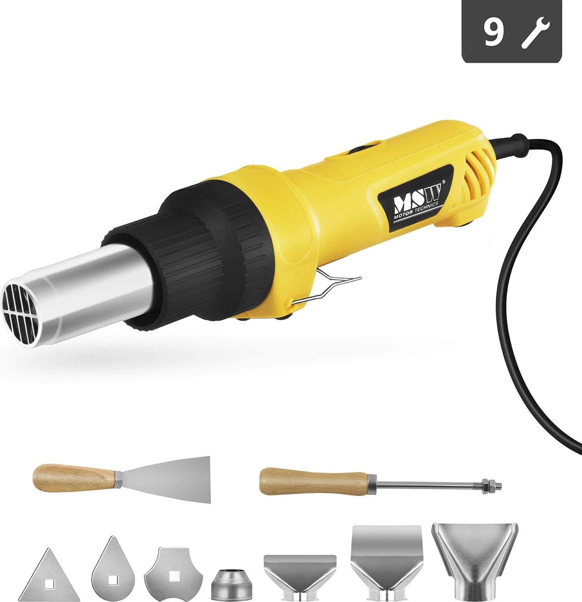 MSW Heteluchtpistool - 2 niveaus - 550 ° C - rechte handgreep | bol.com