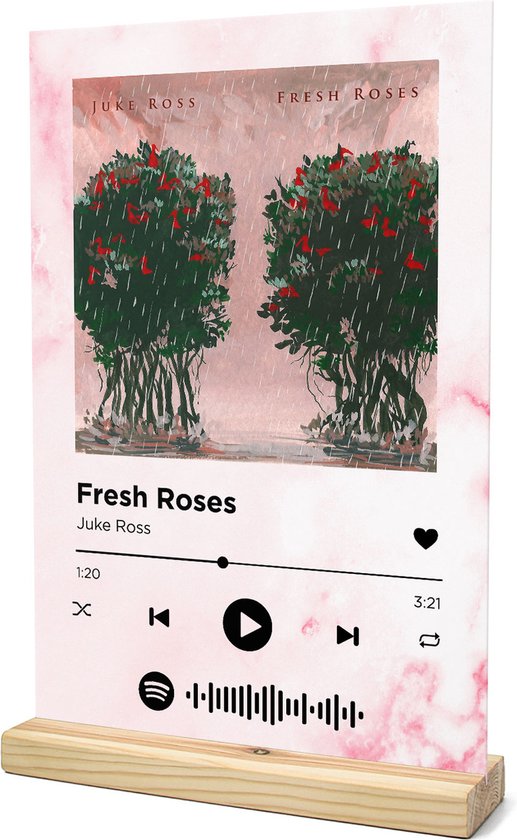 Songr Spotify Plaat - Fresh Roses - Juke Ross - 20x30 - Roze - Dibond ...