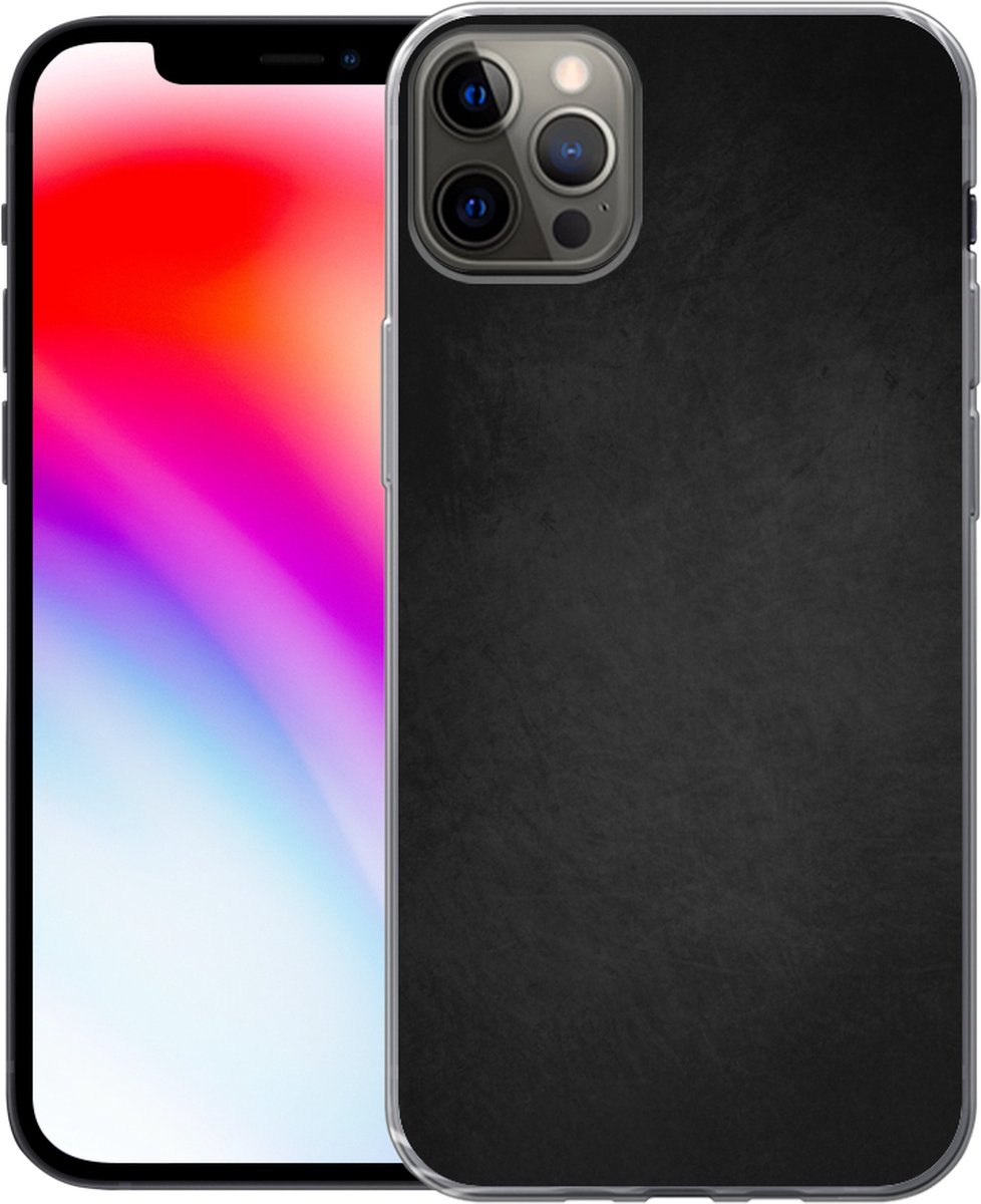 iPhone 12 Pro Max hoesje - Beton - Zwart - Grijs - Structuur ...