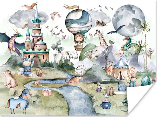 Poster kinderen - Kinderkamer decoratie - Kinderen - Luchtballon ...