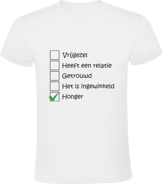 Grappige Checklist voor wie honger heeft Heren T-shirt | Vrijgezel ...