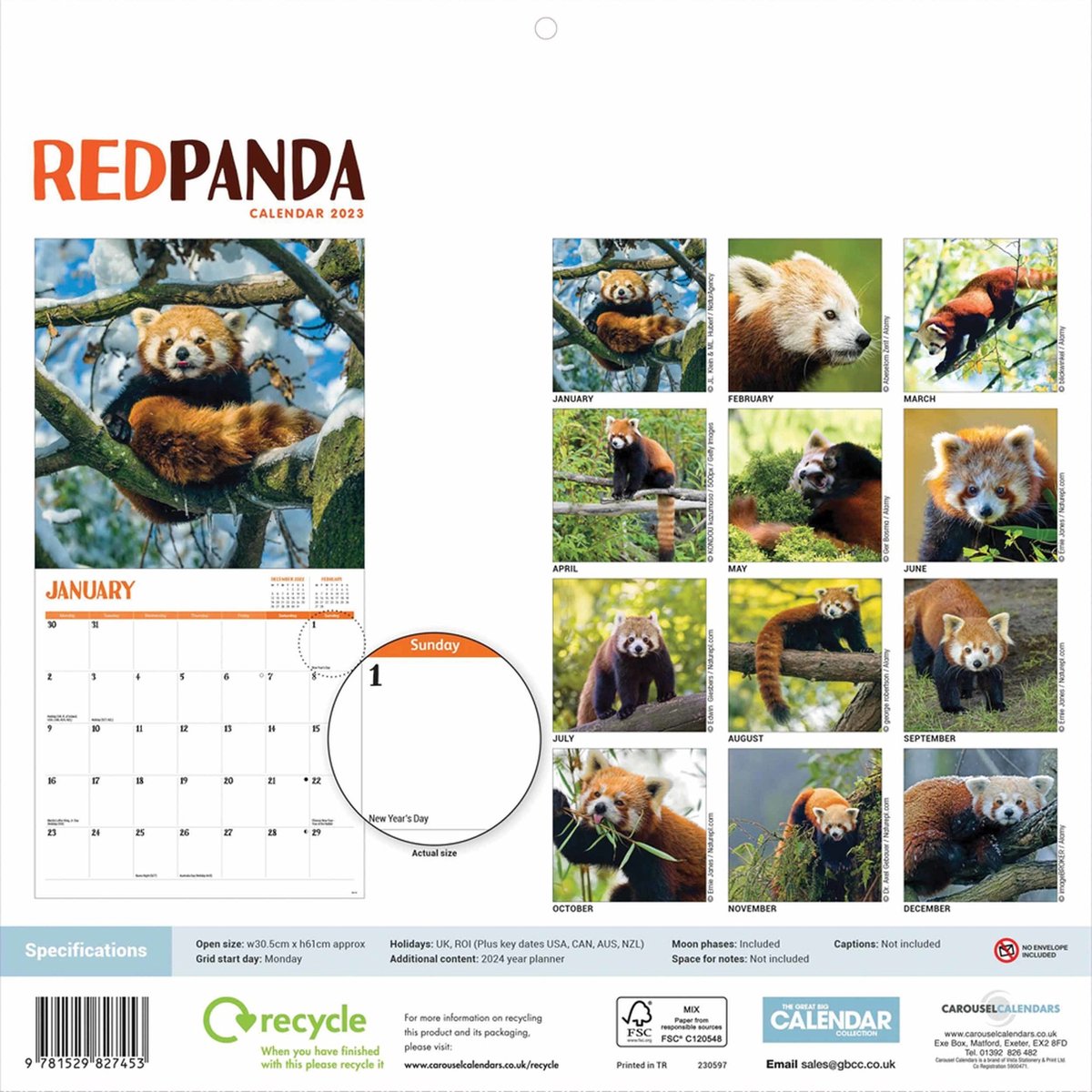 Rode Panda Kalender 2023 | bol.com