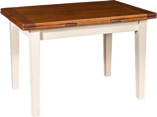 Landelijke uitschuifbare tafel met verweerd wit structuur walnoten blad ...