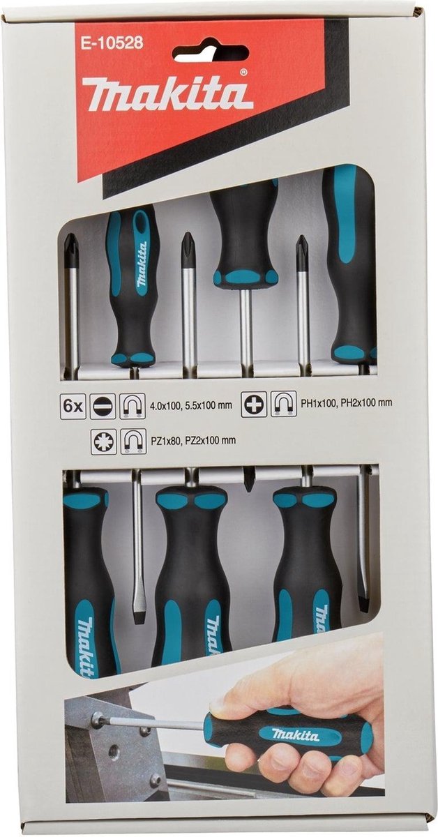 Makita E-10528 Schroevendraaierset 6-delig SL4 / SL5,5 / PH1 / PH2 / PZ1 / PZ2 | bol.com