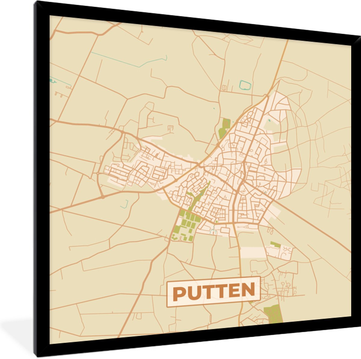 Fotolijst incl. Poster - Putten - Stadskaart - Kaart - Plattegrond ...