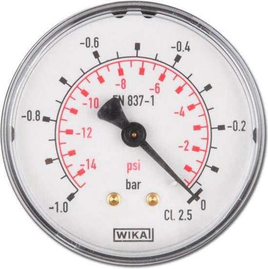0..100 Bar Manometer Achteraansluiting Staal/Messing 50 mm Klasse 1.6 ...