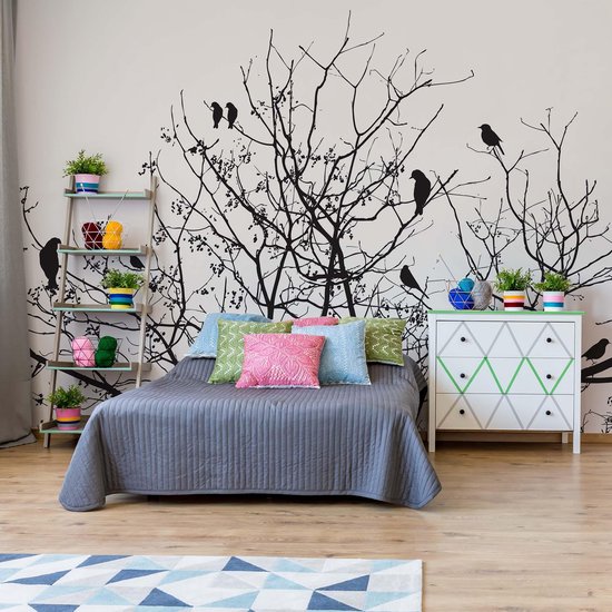 Fotobehang - Vlies Behang - Boom met Vogels - 254 x 184 cm | bol.com