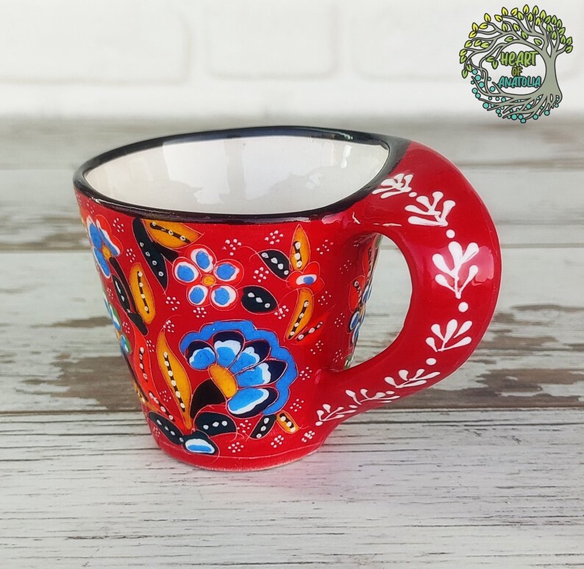 Handgemaakte keramische koffiemok | Groot handvat Aardewerk Mok ...