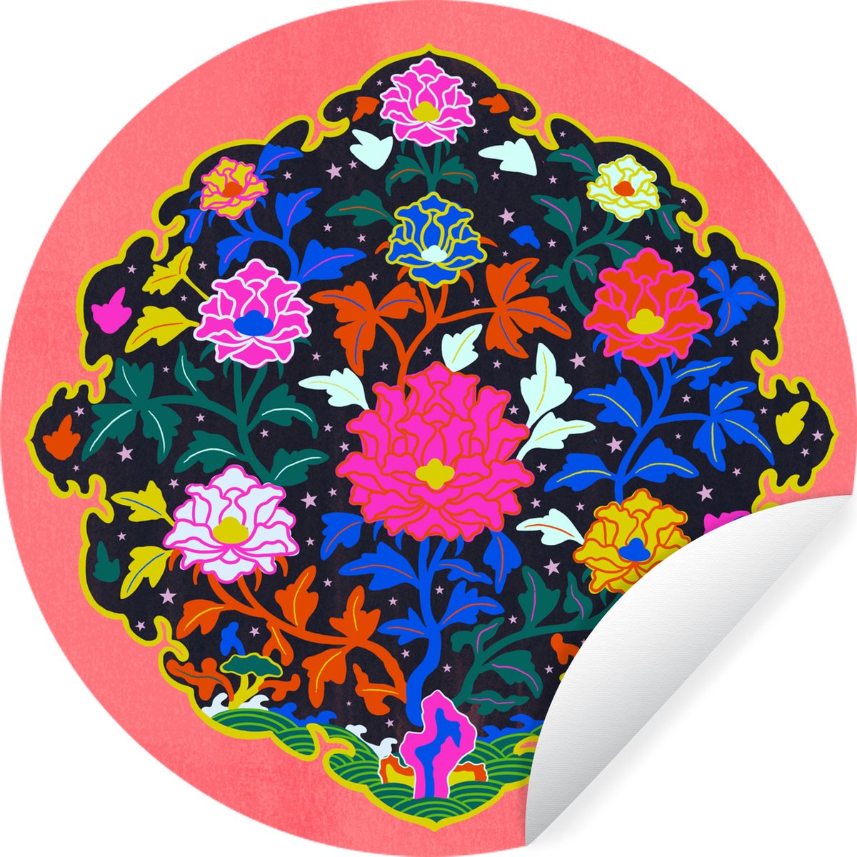 WallCircle - Muurstickers - Behangcirkel - Bloemenkrans - Regenboog - Design - 30x30... | bol.com