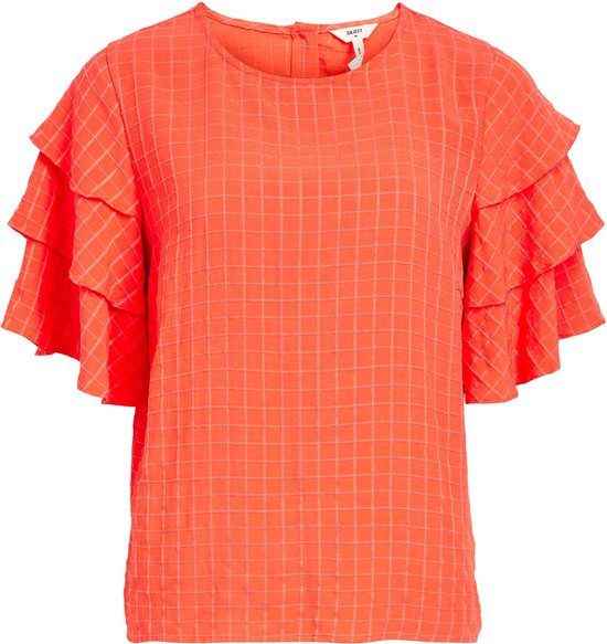 Object Blouse Objviva S/s Top 120 Rep 23038555 Hot Coral Dames Maat ...