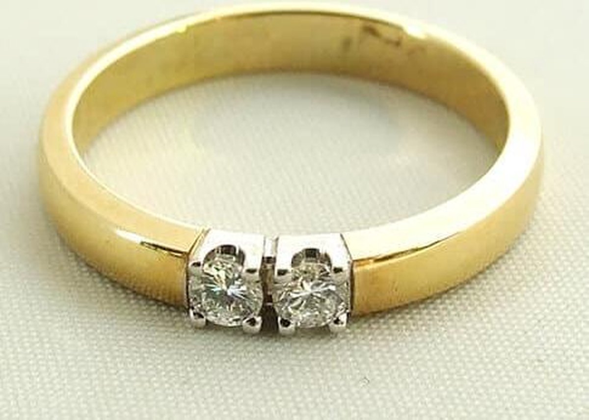 Bicolor ring met 2 diamanten | bol.com