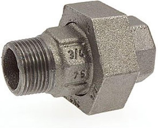 Nefit Ind Nr341 koppeling conisch met binnen en buitendraad 2 zwart | bol