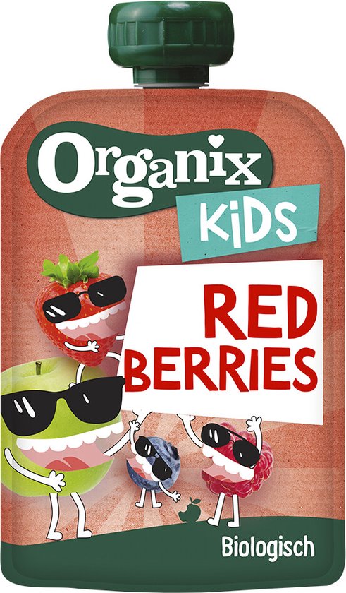 Organix Kids Knijpfruit Rode Bes 3+ - 3 x 100 gr - Voordeelverpakking | bol