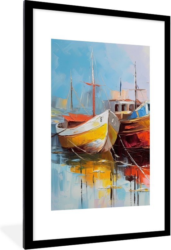 Fotolijst incl. Poster - Boten - Kunst - Kleuren - Schilderij - 80x120 ...